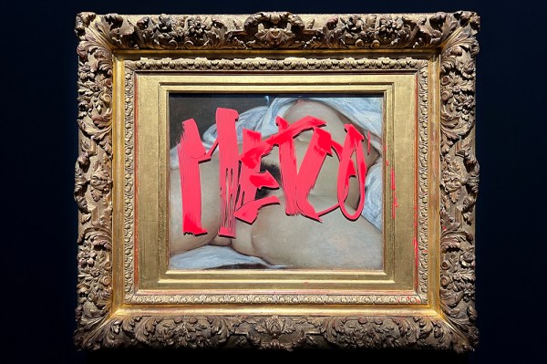 Gustave Courbet’s ‘L’origine du monde’ spray-painted with the slogan ...